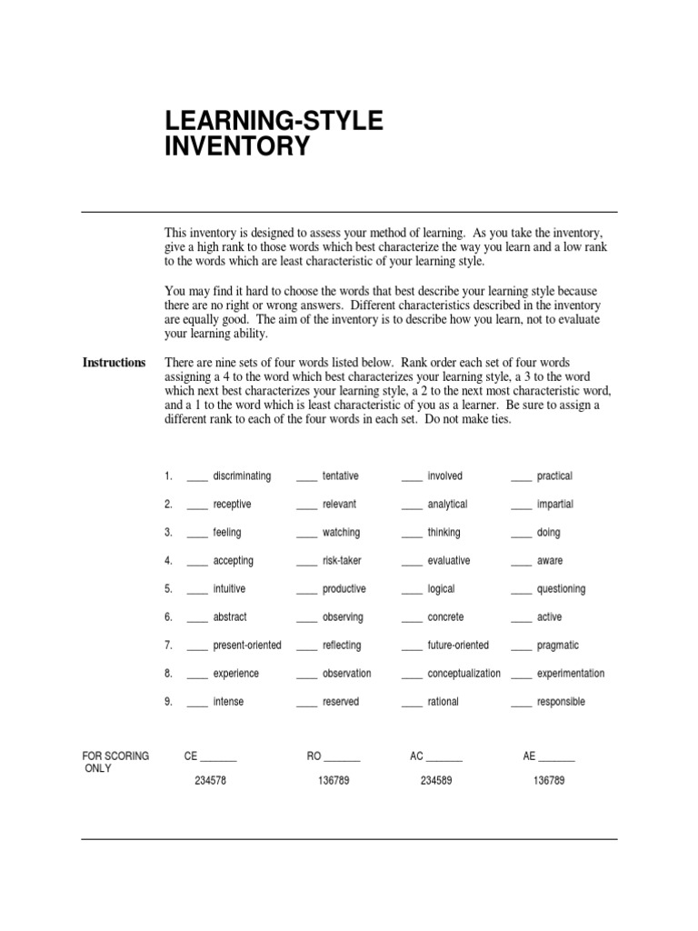 Learning-Style Inventory | PDF | Learning Styles | Teaching
