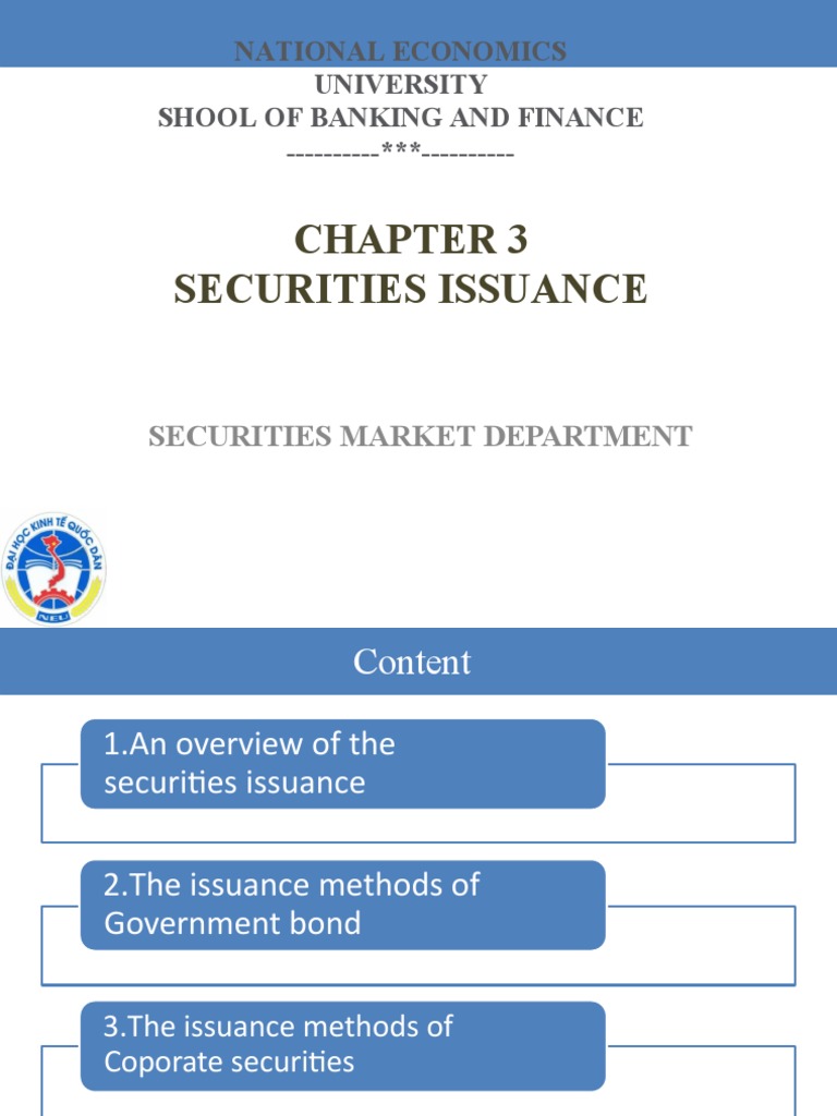Chapter 3 - Securities Issuance | PDF | Securities (Finance) | Capital ...