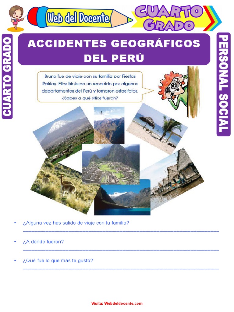 Accidentes Geográficos Del Perú para Cuarto Grado de Primaria | PDF ...