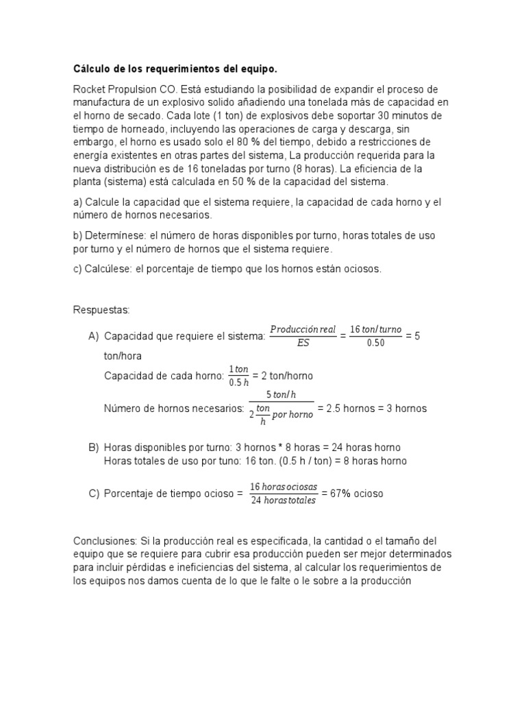 Calculo de Requerimientos Del Equipo | PDF
