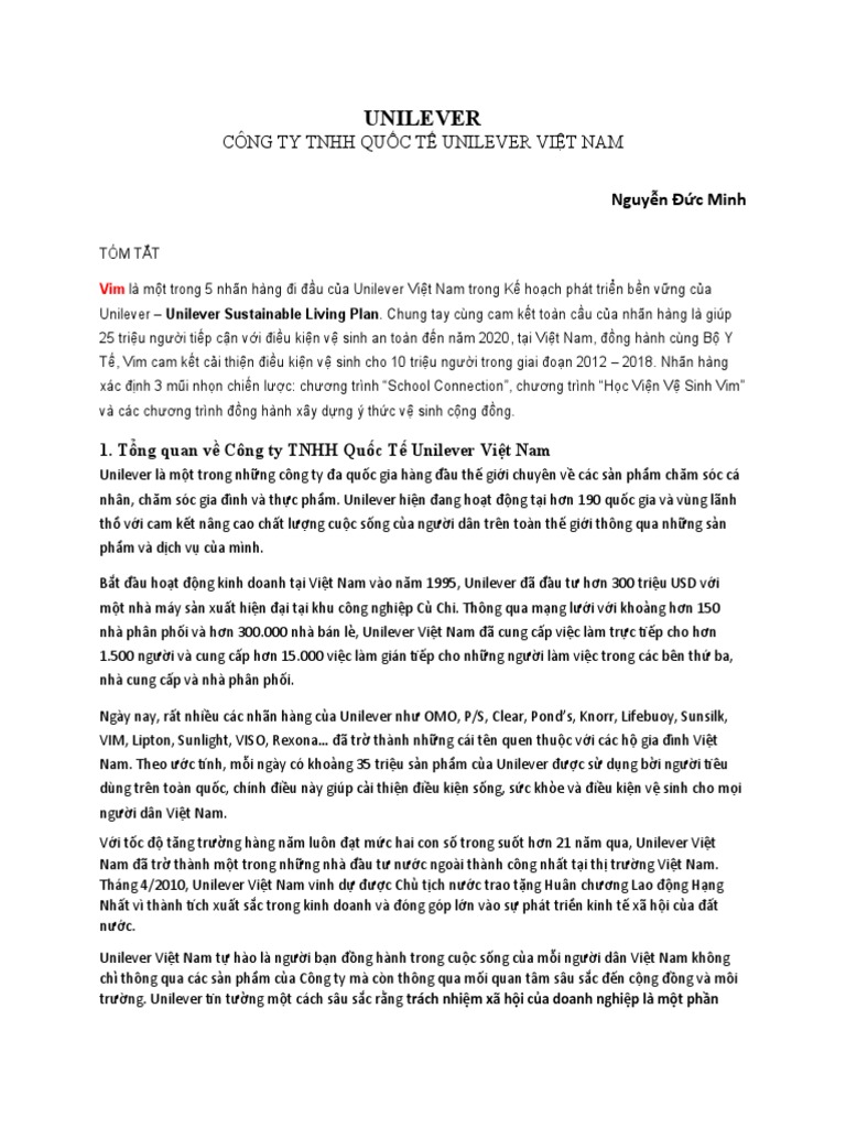 Unilever Case Study-1 | PDF