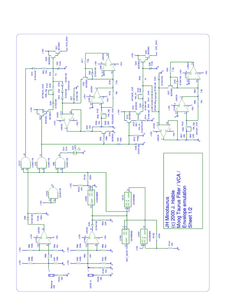 Moog Taurus VCA/Filter Schematic | PDF