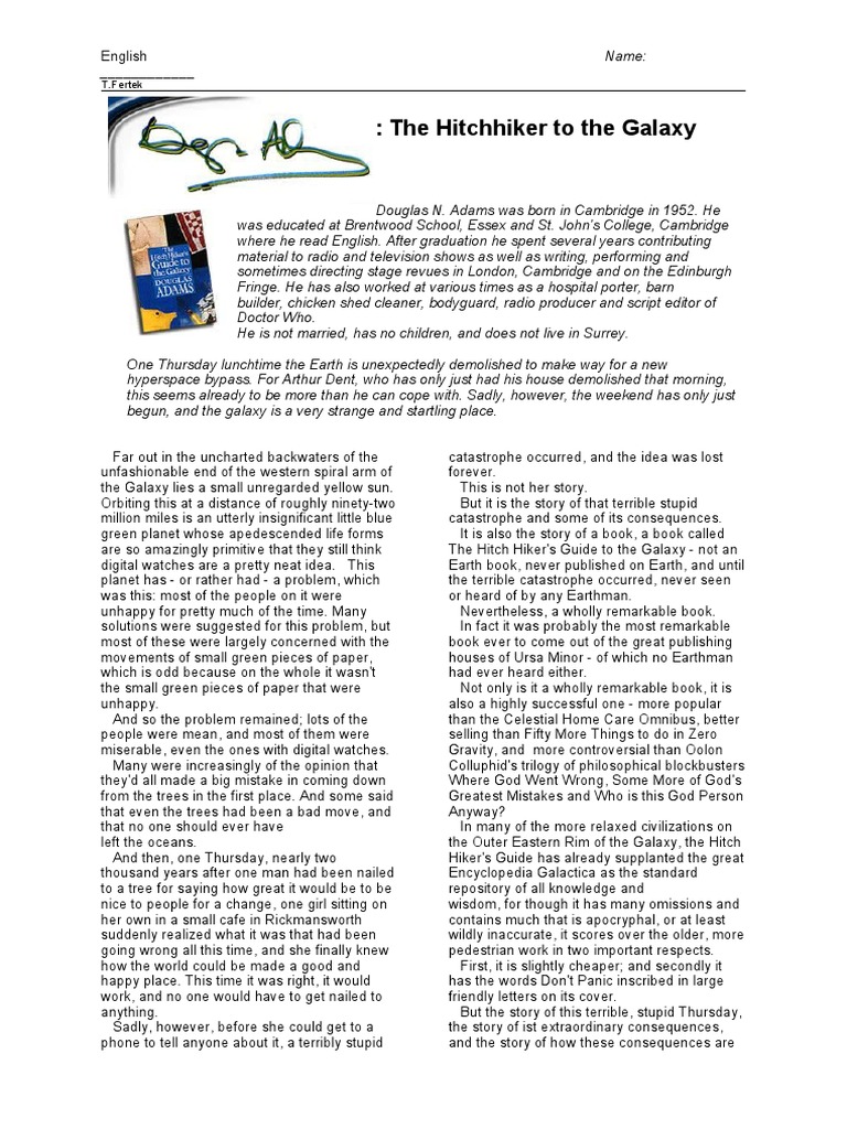 Douglas Adams - Hitchhiker To The Galaxy Ch1 | PDF