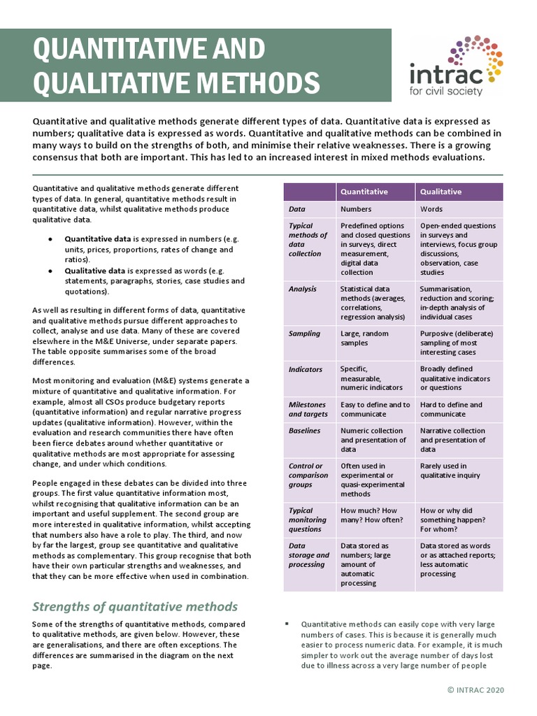 Quantitative and Qualitative Methods | PDF | Quantitative Research ...