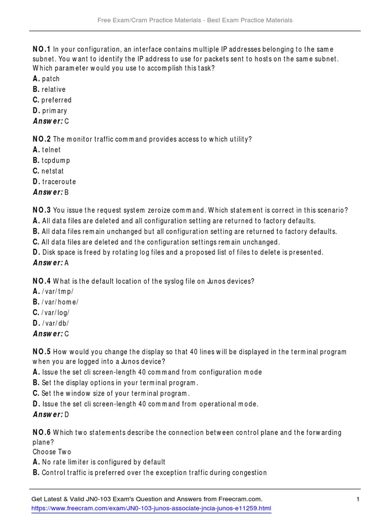 Answer:: Free Exam/Cram Practice Materials - Best Exam Practice ...
