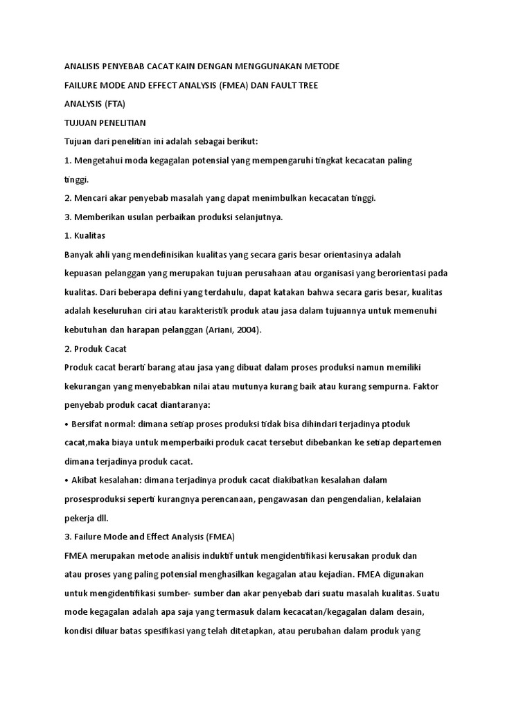 Analisis Penyebab Cacat Kain Dengan Menggunakan Metode | PDF