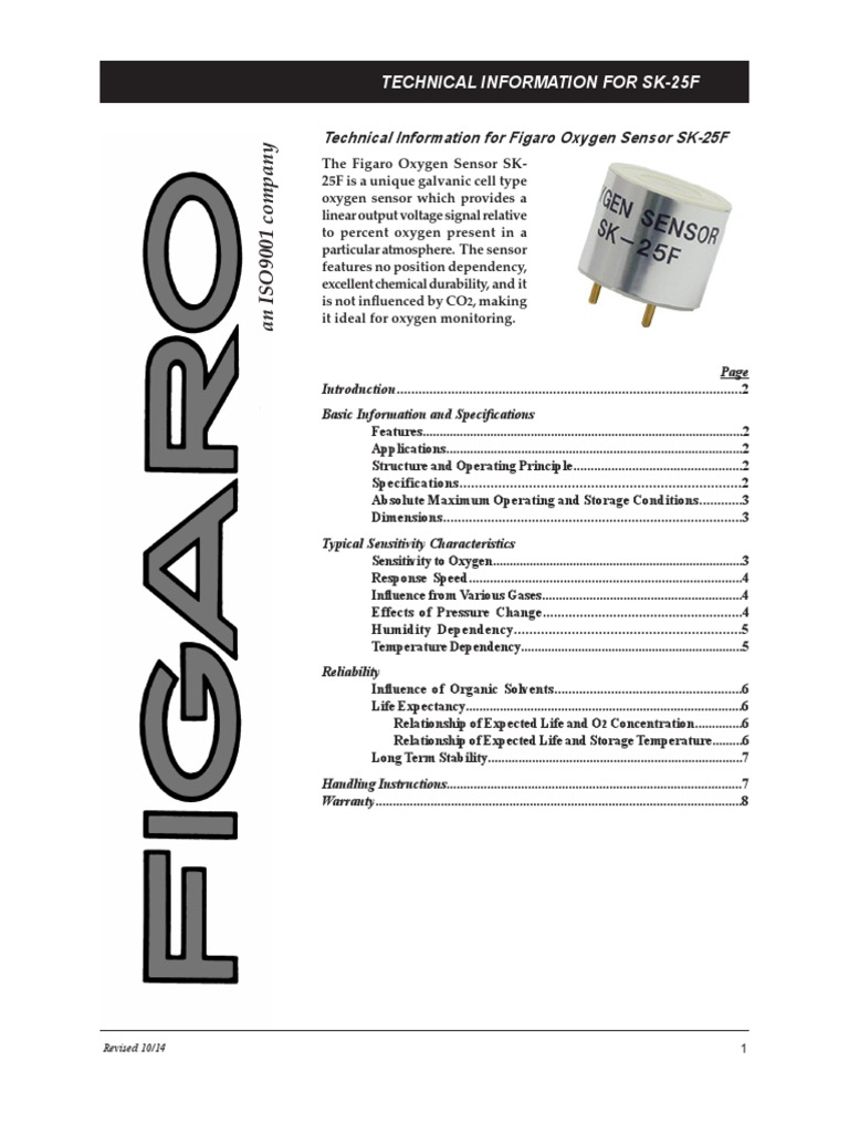 Technical Information For Figaro Oxygen Sensor SK-25F | PDF | Sensor ...