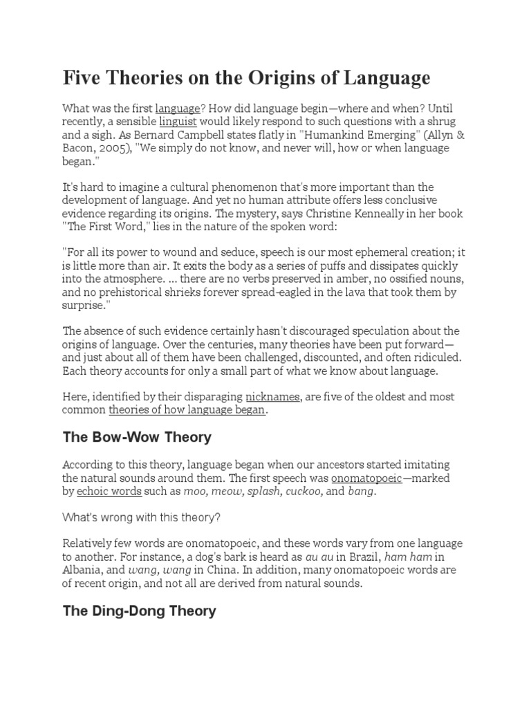 Five Theories of Language Origins | PDF | Jacques Derrida | Semiotics