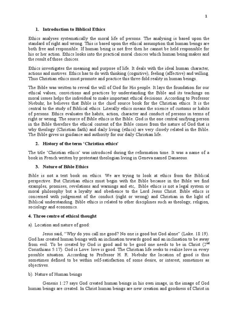 Christian Ethics Class Note | PDF | Christian Ethics | Jesus