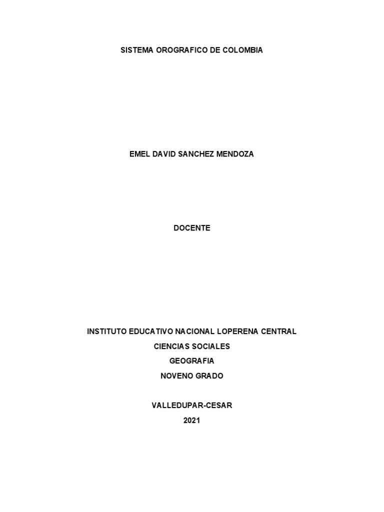 Sistema Orografico de Colombia | PDF
