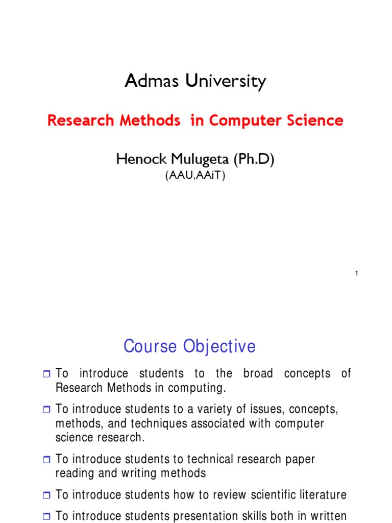 Admas University: Research Methods in Computer Science | PDF ...