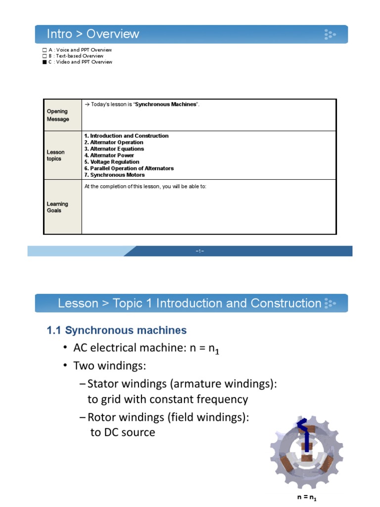 LESSON 11 - Synchronous Machines | PDF | Electric Motor | Electrical ...