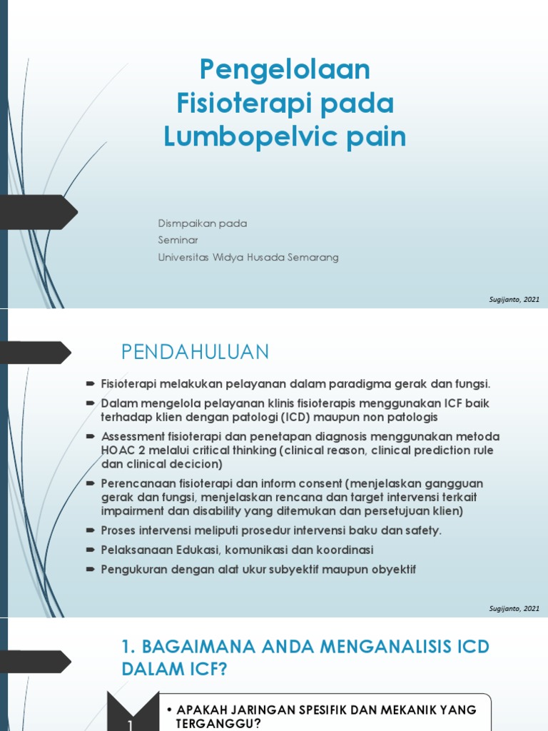ANALISIS ICF UNTUK PENGELOLAAN PASIEN FISIOTERAPI | PDF