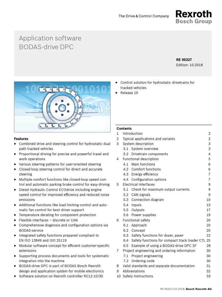 Application Software BODAS-drive DPC: RE 95327/10.2018, Bosch Rexroth AG | PDF | Throttle | Engines