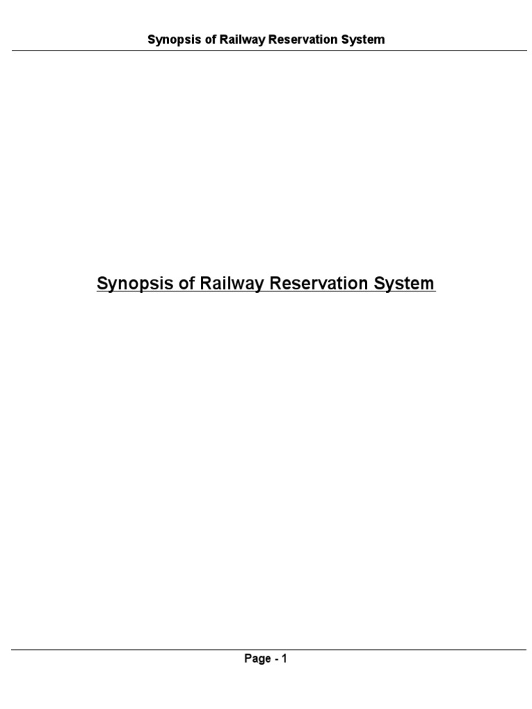 Ilide - Info Synopsis of Railway Reservation System | PDF | Relational Database | Databases