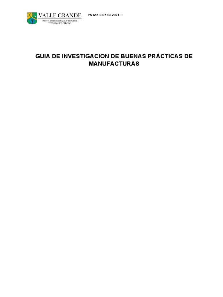 Guia de Investigacion de Buenas Prácticas de Manufacturas | PDF | Economias