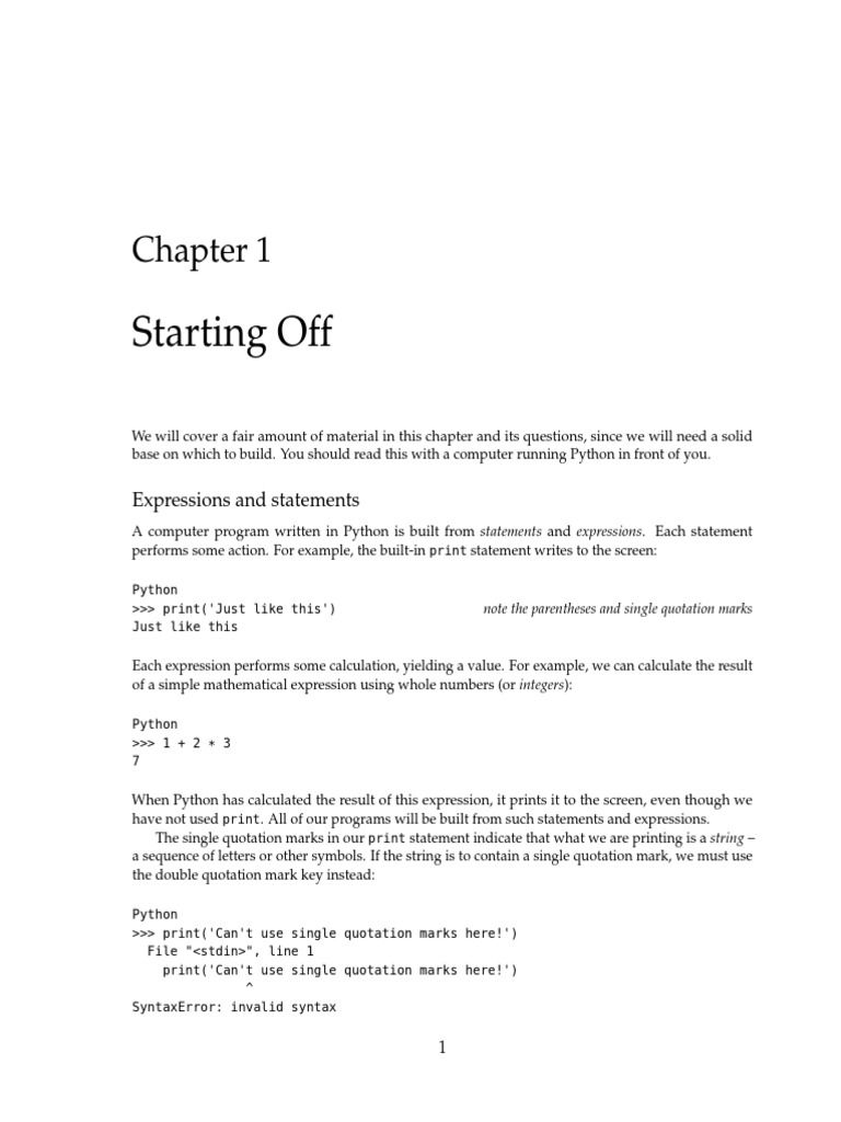 Starting Off: Expressions and Statements | Download Free PDF | Boolean ...