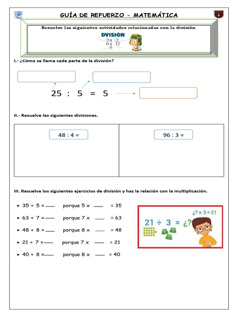 4°-básico-Matemática-Guía de Refuerzo-Divisiones | PDF