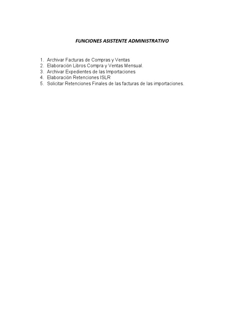 Funciones Asistente Administrativo | PDF