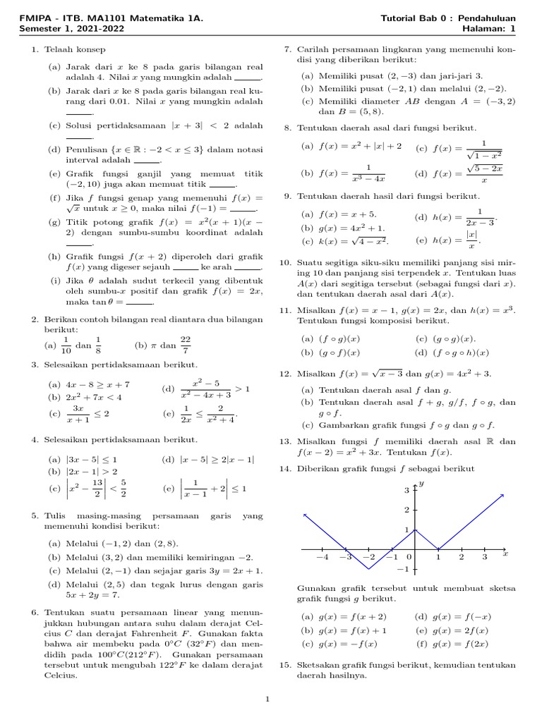 Tutorial Matematika 1A ITB | PDF