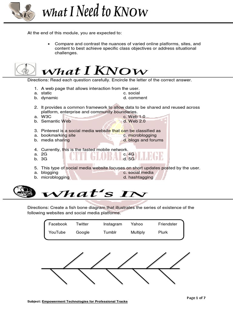 Empowerment Technology Module 1 | PDF | World Wide Web | Internet & Web