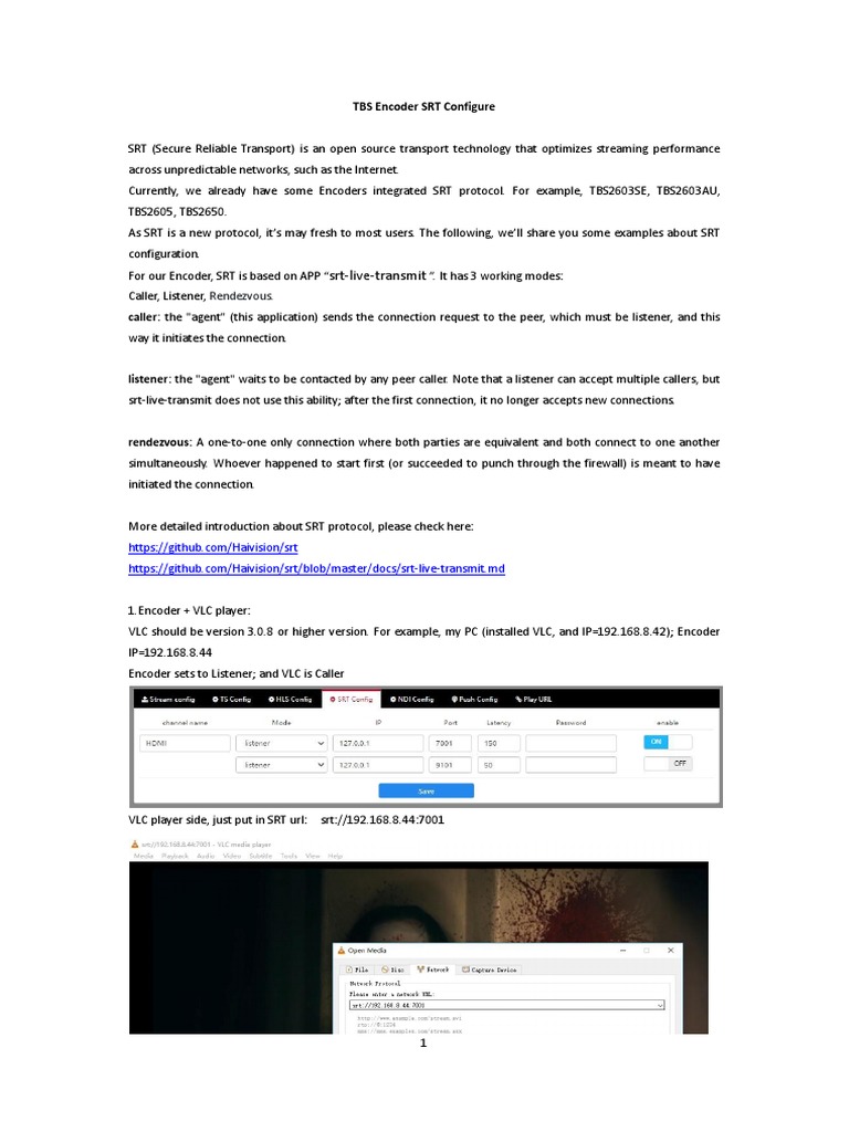 TBS Encoder SRT Configure | PDF | Network Architecture | Networking ...