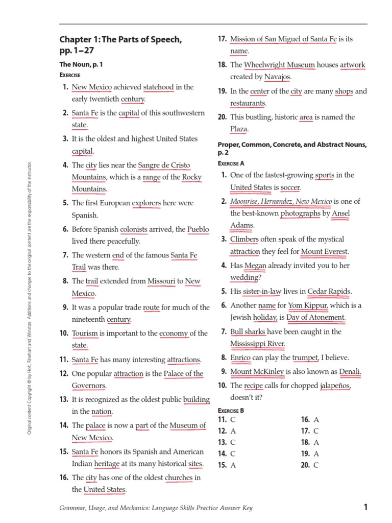 Chapter 1: The Parts of Speech, Pp. 1 | PDF | New Mexico | Santa Fe