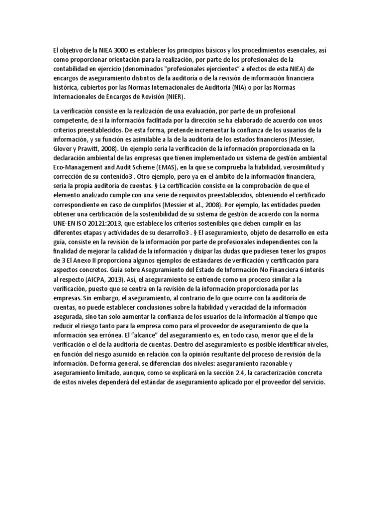 Guía sobre la NIEA 3000 y Aseguramiento | PDF | Auditoría | Auditoría ...