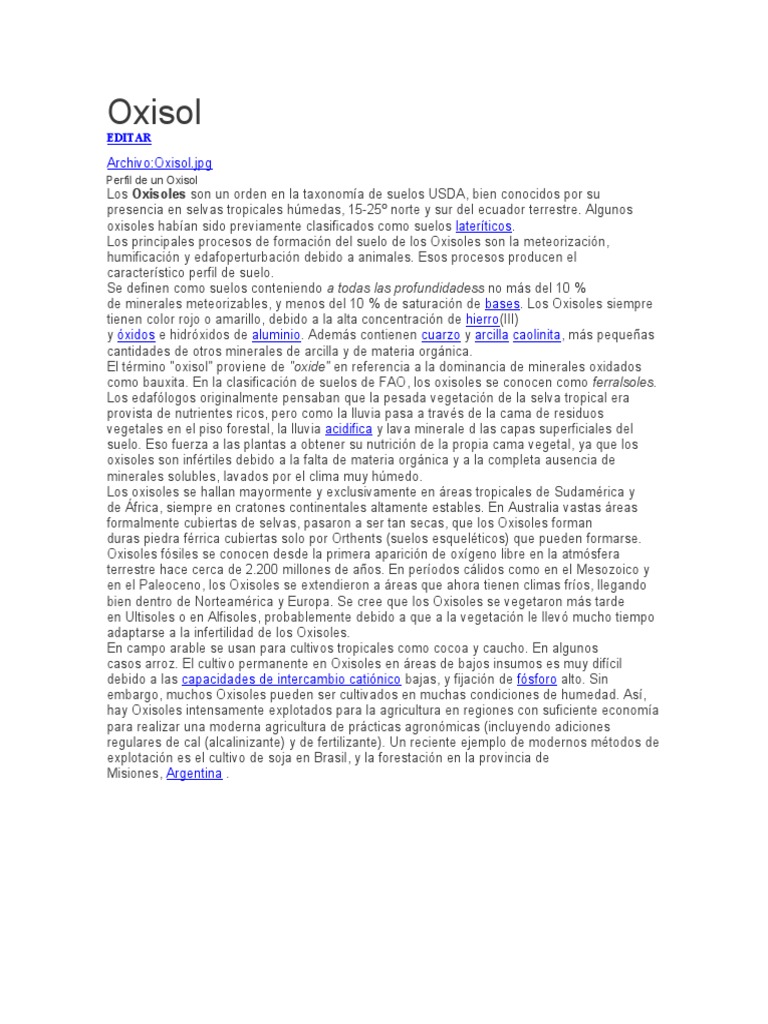 Oxisol | Descargar gratis PDF | Naturaleza | Ciencia del suelo