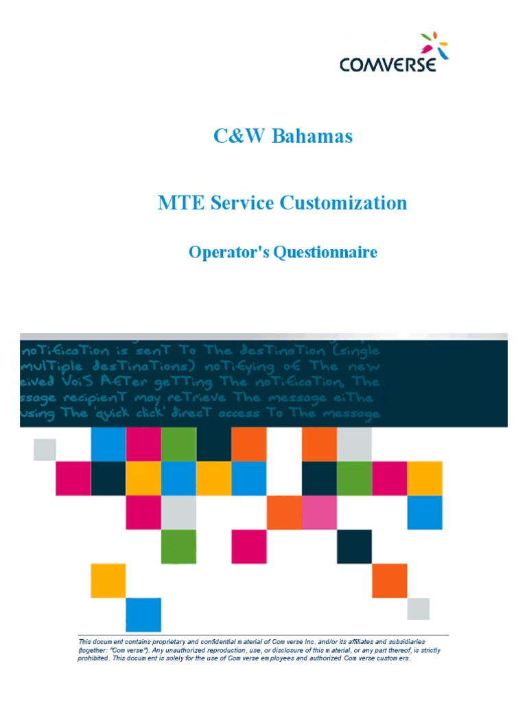 C&W Bahamas MTE Service Customization: Operator's Questionnaire | PDF | Computing | Communication