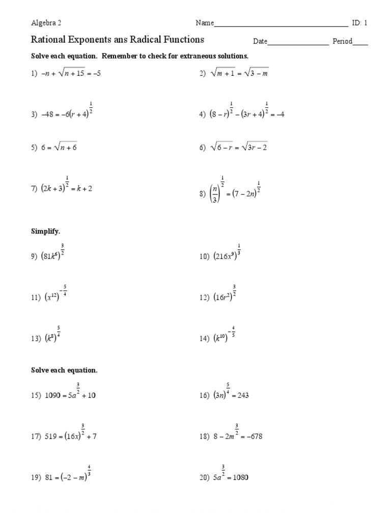 Assessment Algebra - 2 - Unit - 8 - Rational - Functions | PDF ...