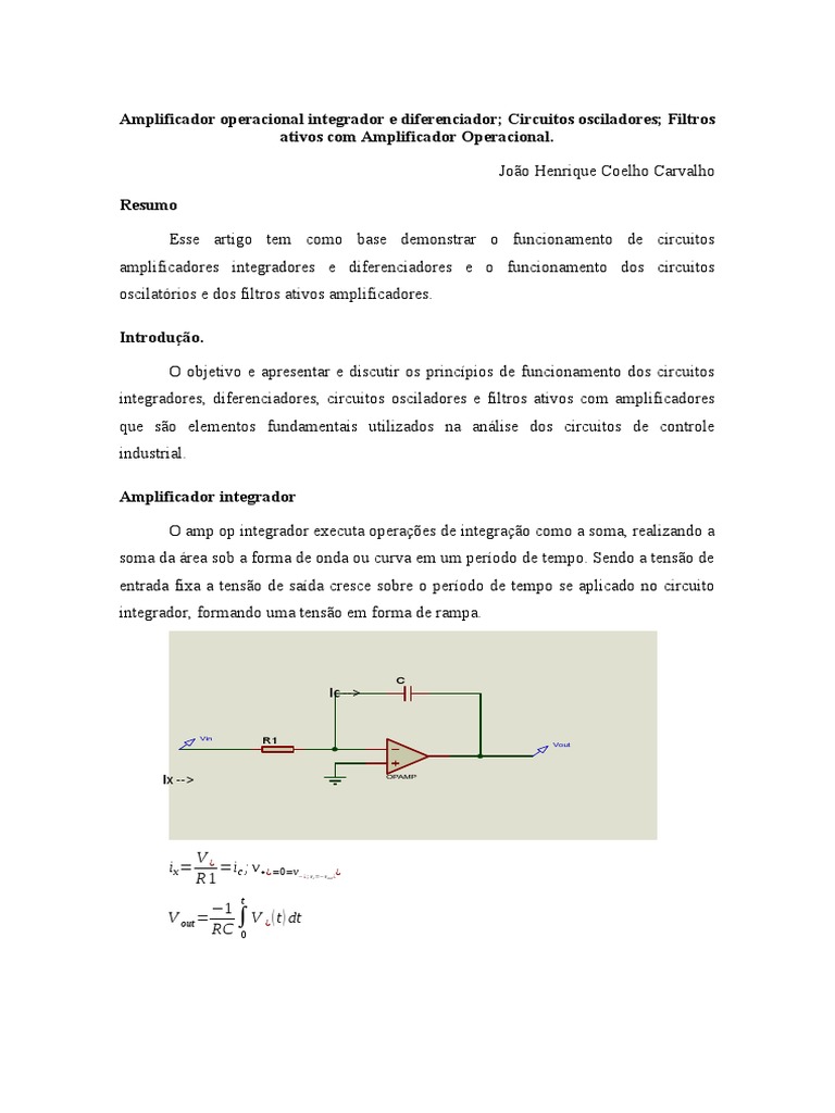 Amplificador Operacional Integrador e Diferenciador | Download grátis ...
