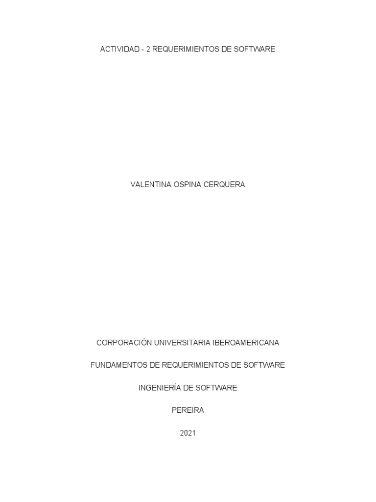 Actividad 2, Requerimientos de Software | PDF | Software | Wiki