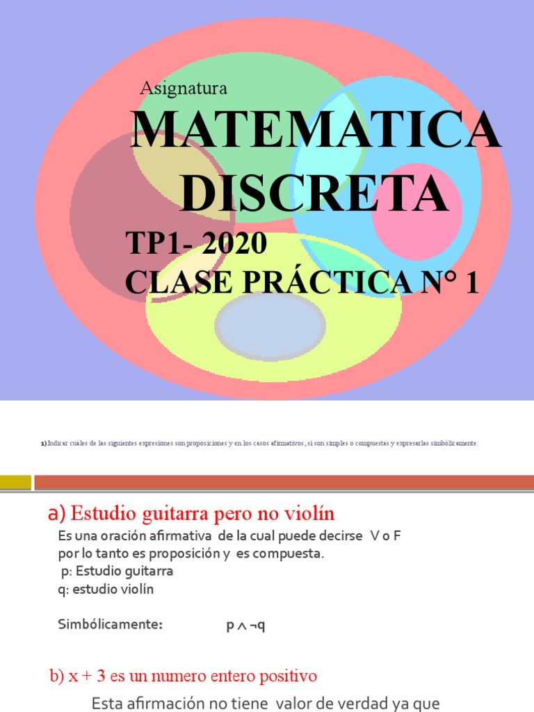 TP1 - EJERCICIOS 1 A 11 PARCIALMENTE RESUELTOS | PDF | Proposición | Lógica