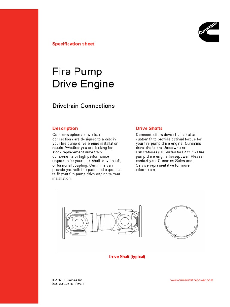 Fire Pump Drive Engine: Drivetrain Connections | PDF | Horsepower | Pump