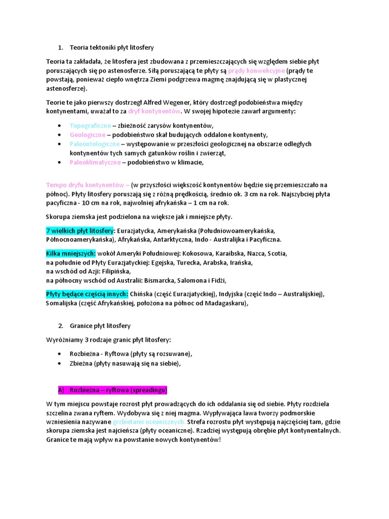 Geografia Notatka Następna | PDF