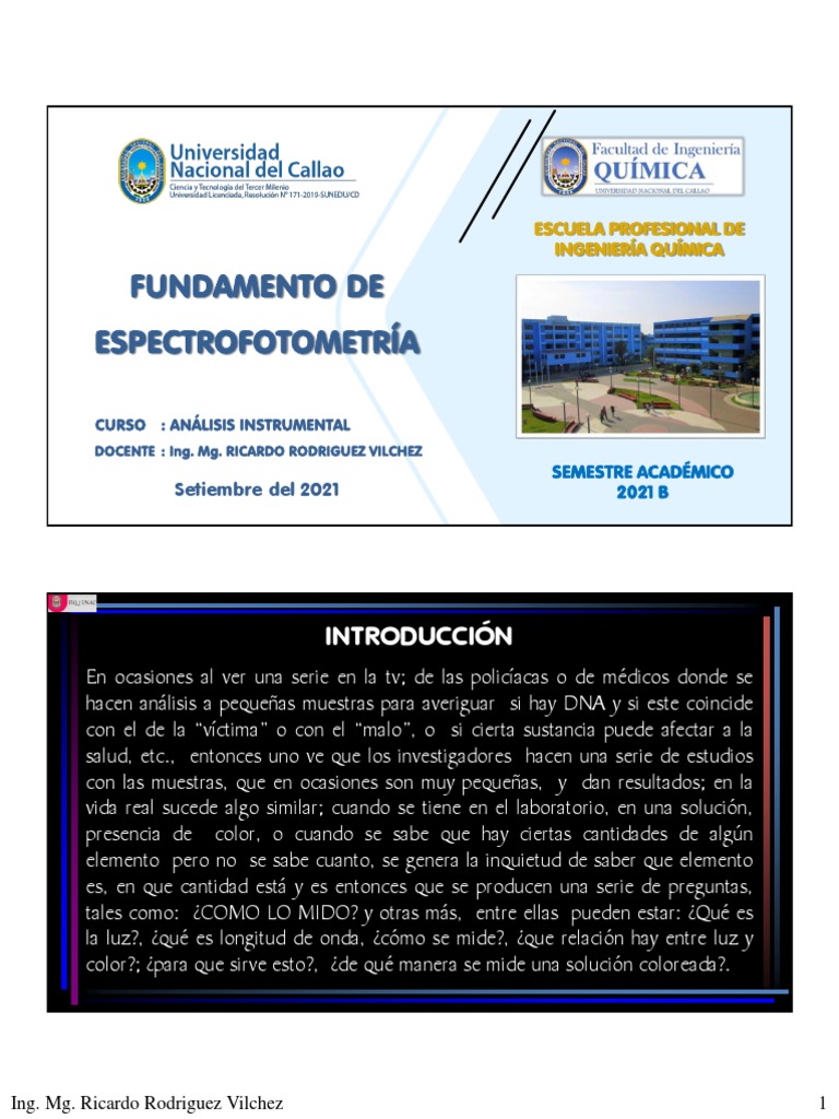 Sesión 01 Espectrofotometría Pdf Espectrofotometria Ligero