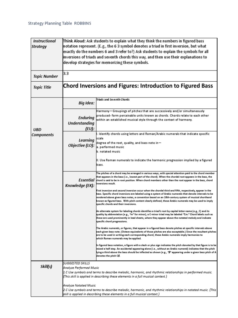 Chord Inversions Lesson Plan | PDF | Chord (Music) | Harmony