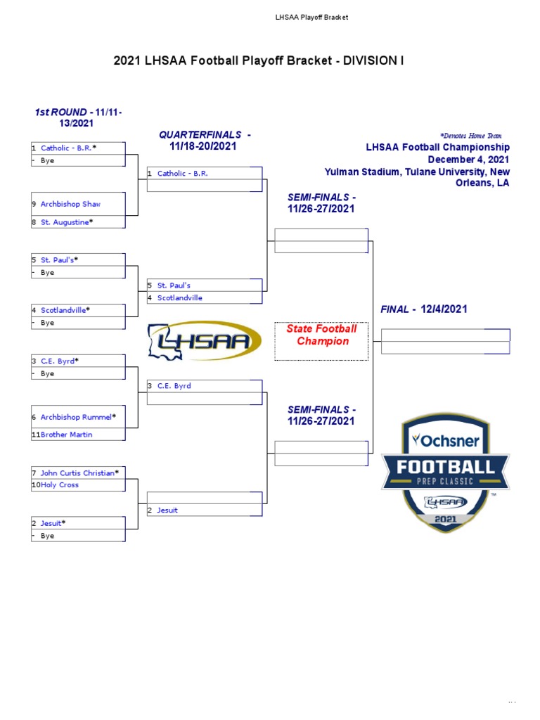 2021 LHSAA Select Football Playoffs - Week 1 | PDF | Sports | Catholic ...
