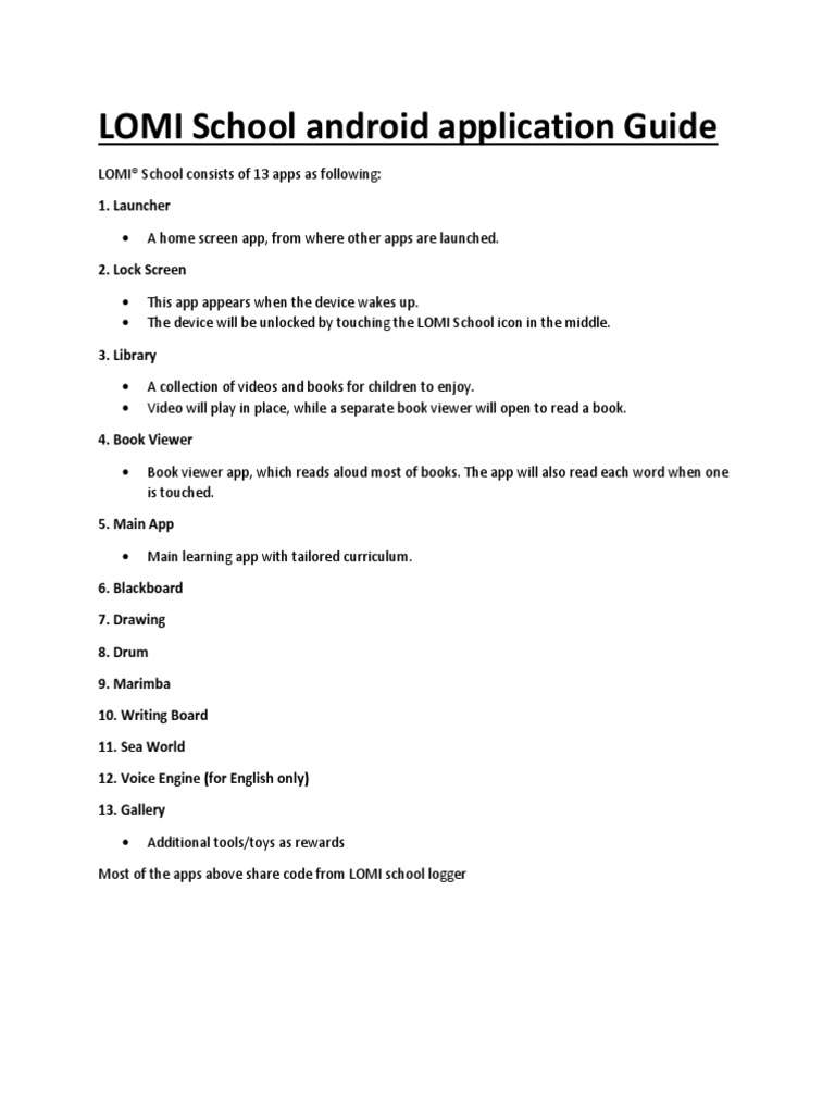 LOMI School Guide1 | PDF | Android (Operating System) | Application ...