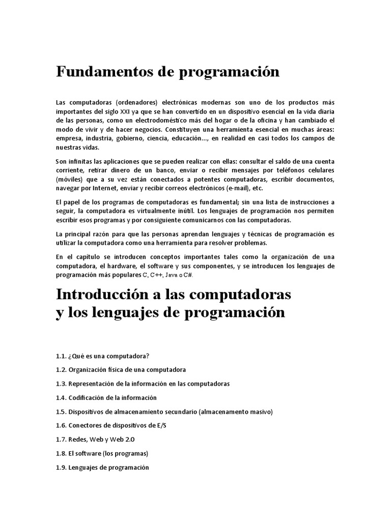 Fundamentos de Programación | PDF