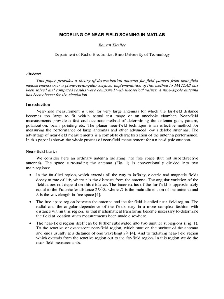 Modeling of Near-Field Scaning in Matlab | PDF | Antenna (Radio ...