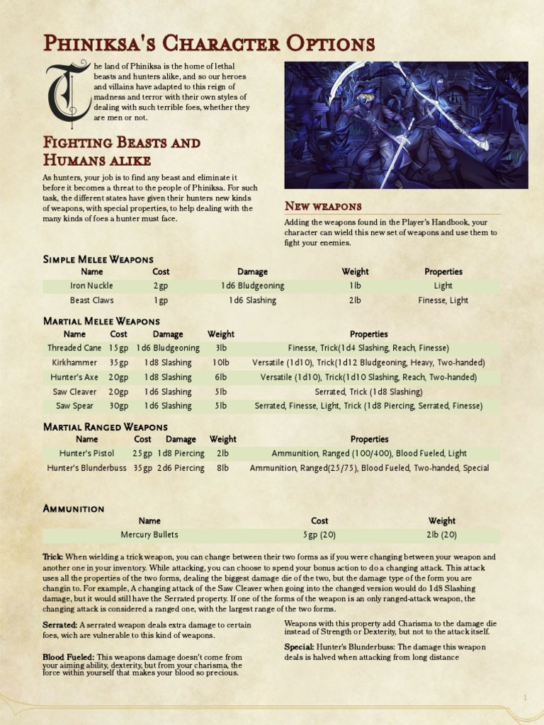 Bloodborne's Setting Character Options - The Homebrewery | PDF