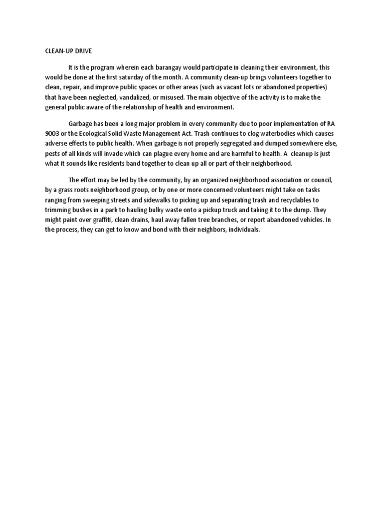 Clean-Up Drive | PDF