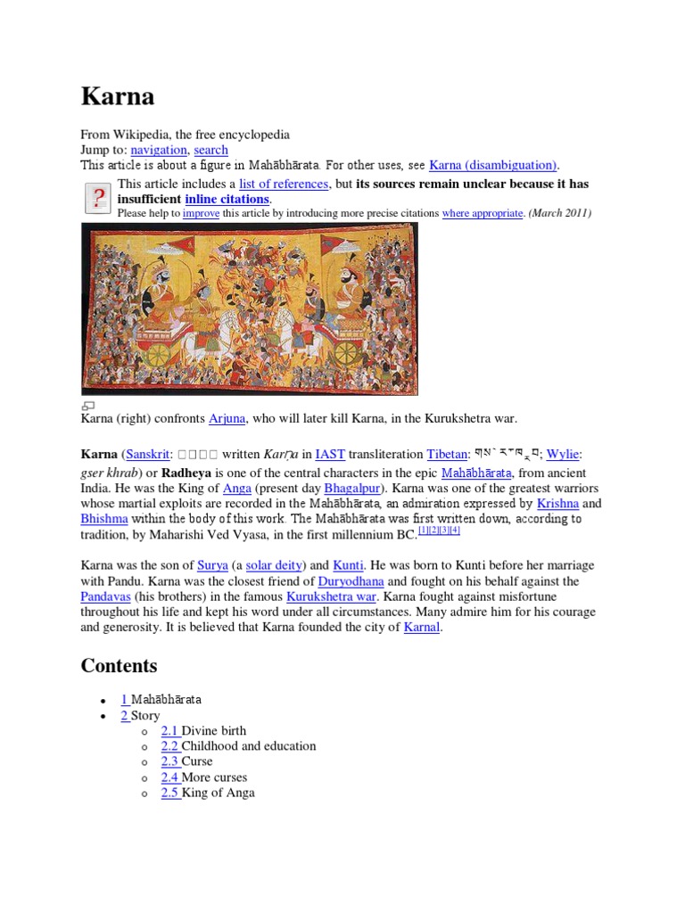 Karna | PDF | Mahabharata | 1st Millennium Bc Books