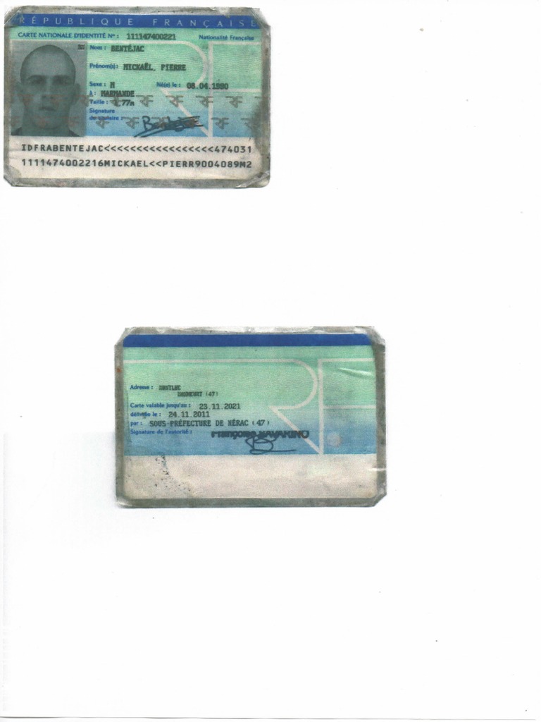 Carte Identité (Recto Verso) MB001 | PDF