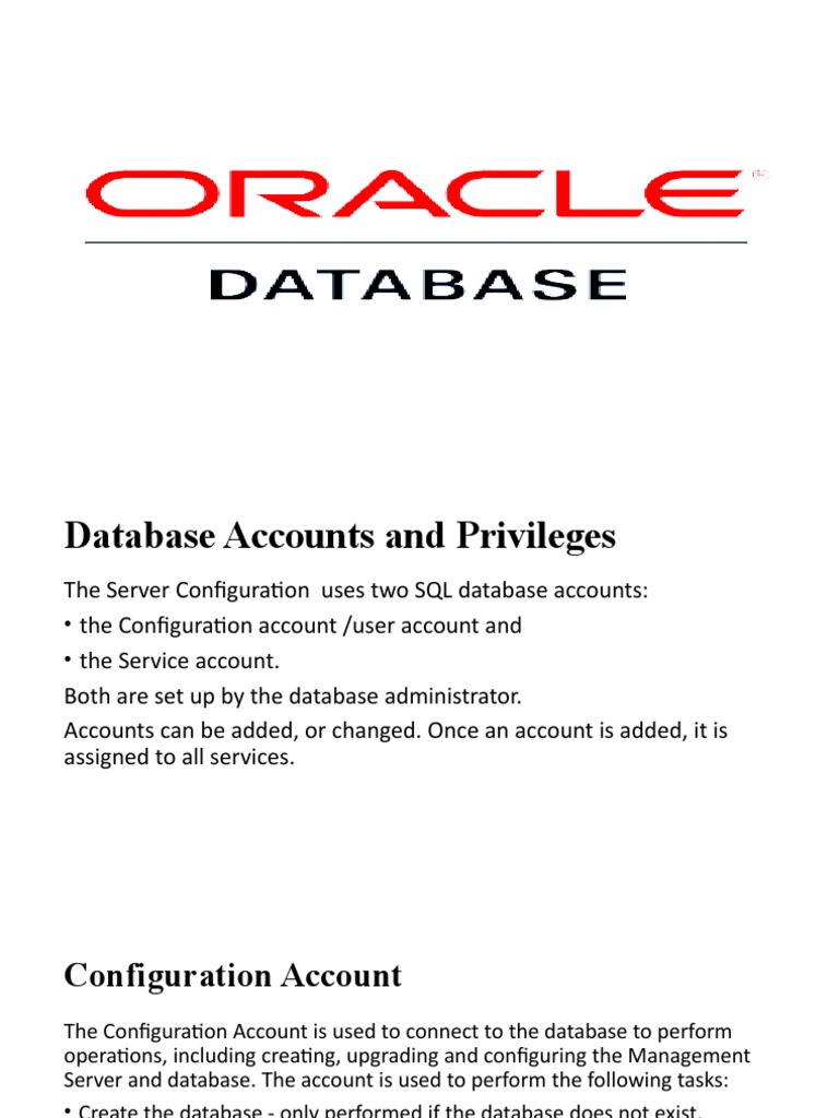 User Accounts, Roles and Privileges | PDF | Databases | Database Schema