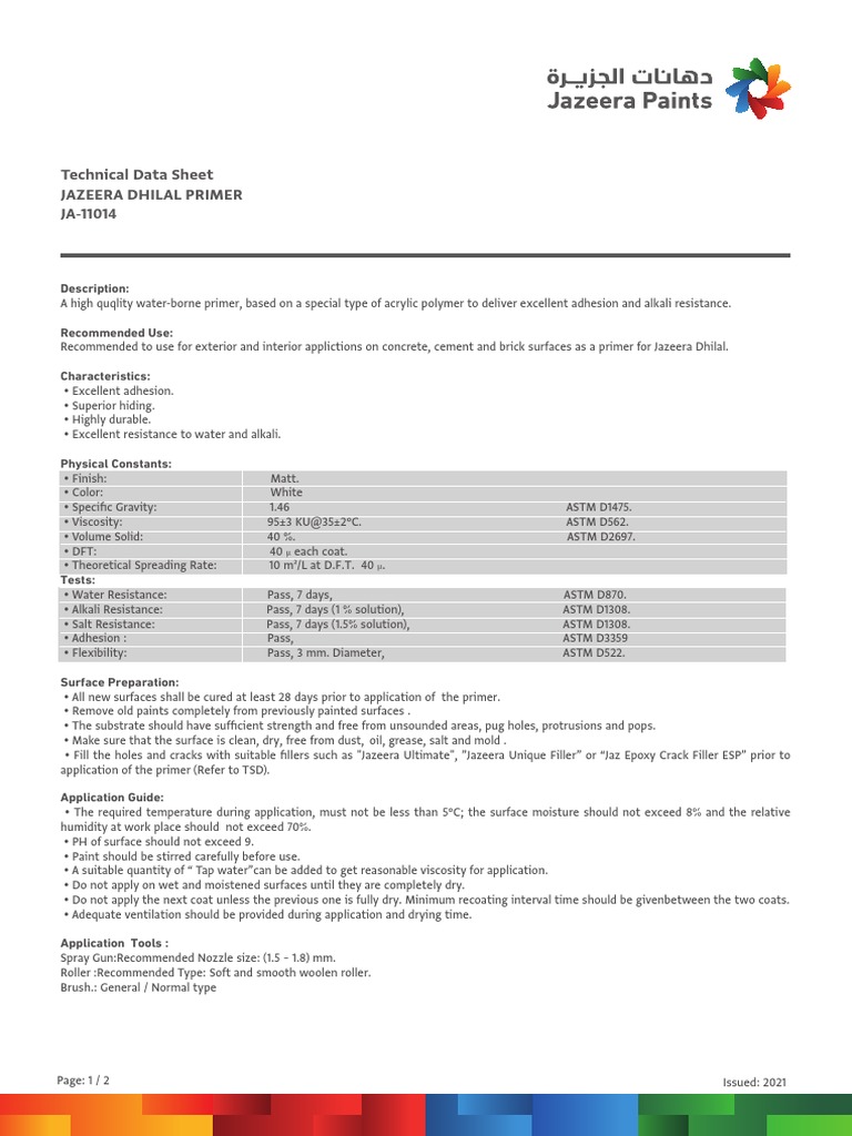 Technical Data Sheet Jazeera Dhilal Primer JA-11014: Description ...