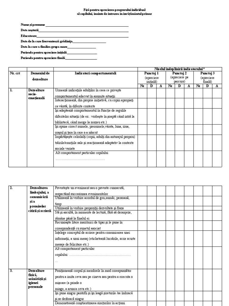 Fisa Progres, 4 Pagini | PDF