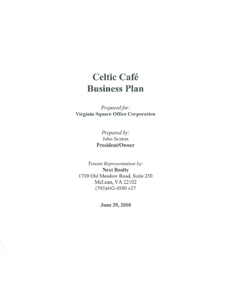 Celtic Cafe-Business Plan | PDF